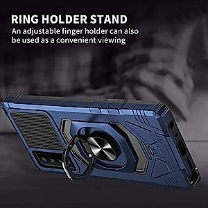 for TCL Stylus 5G Case with Tempered Glass Screen Protector, Heavy Duty Protection Technology Built-in Kickstand Rugged Shockproof Protective Phone Case for TCL Stylus 5G,(Blue)