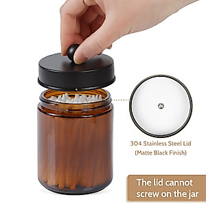 KUSVADO 2-Pack Bathroom Apothecary Storage Jars, Vanity Countertop Canister, Glass Jars Q-tip Holder, Cotton Swab Container, Bathroom Storage Container with 8 Pcs Waterproof Labels