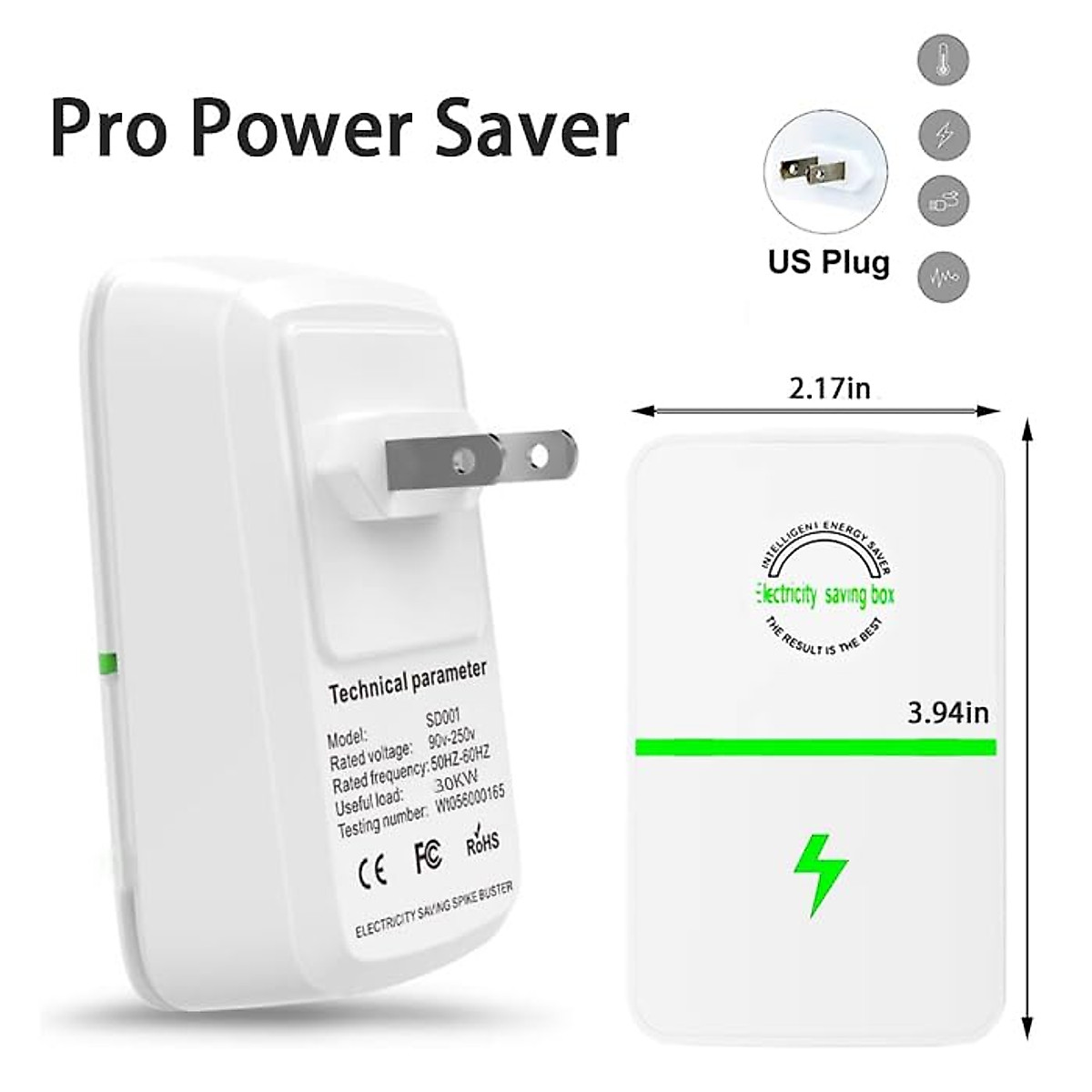 6 Packs Pro Power Saver, Home Stop-Watt Energy Saving Device, Magic Power Saver Electricity Saving Box, High Efficiency Household Stable Voltage Device US Plug