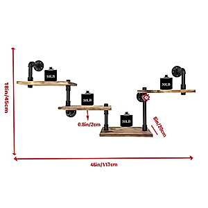 Mdjwjj Industrial Pipe Shelves Wall Mounted Rustic Floating Shelves 4 Layer Ladder Hanging Bookshelf DIY Pipe Shelving for Bedroom Office Kitchen