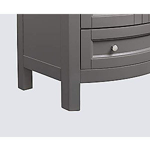 RUNFINE RFVA0069G 24 inch Wide All Wood Modern Gray Vanity with vitreous China top, 2 Doors and 1 Slow Close Arch Drawer