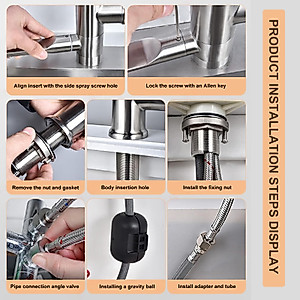 304 Stainless Steel High Arc Brushed Nickel Kitchen Faucet,Silicone Waterfall Outlet Kitchen Sink Faucets,Kitchen Faucet with Pull-Out Down Sprayer,with Deck Single Handle Sink Faucets