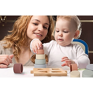 Socub Baby Stacking Toys, Silicone Stacking Cups for Babies and Infants, 5Pcs Nesting Toy for Early Educational, BPA Free, 6+ Month