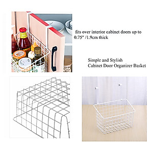 JIEQIJIAJU Over Cabinet Door Organizer for Cutting Boards, Steel Wire Kitchen Cabinet Organizer Holder Wall Door Hanging Storage Basket for Kitchen, Bathroom, Pantry, Under Sink Organization, (White)