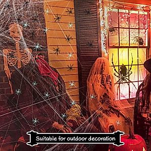 300 Sqft Halloween Spider Web Decorations, with 10 Glow in the Dark+10 Black Fake Scary Spiders, Super Stretch Cobwebs Creepy Halloween Indoor Outdoor Office Party Supplies (300 Sqft Web+20 Spider)