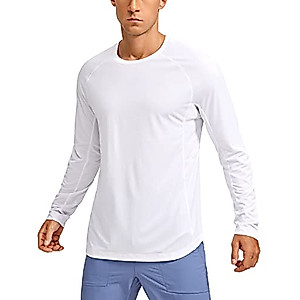 CRZ YOGA Men's Lightweight Long Sleeve Tee Running Shirts Athletic Workout Training Gym Quick Dry Tops White XX-Large