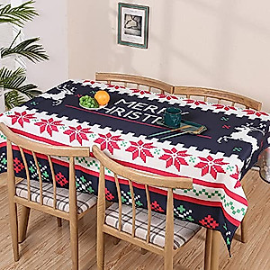 MLQL Christmas Tablecloth Waterproof Rectangular Home Coffee Table Table Cover Party Restaurant Decoration placemat A7 140x210cm
