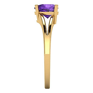 Clara Pucci 1.50 ct Heart Cut Solitaire split shank Natural Amethyst Bridal Designer Anniversary Engagement Ring 14k Yellow Gold