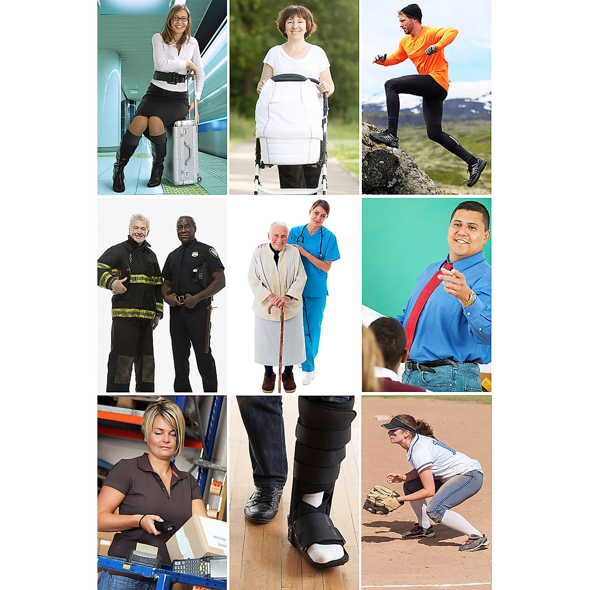 6 Pair Graduated Compression Socks for Men and Women (All Black Designs, Small/Medium)