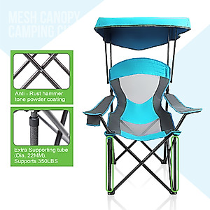 ALPHA CAMP Mesh Canopy Chair Folding Camping Chair - Royal Blue