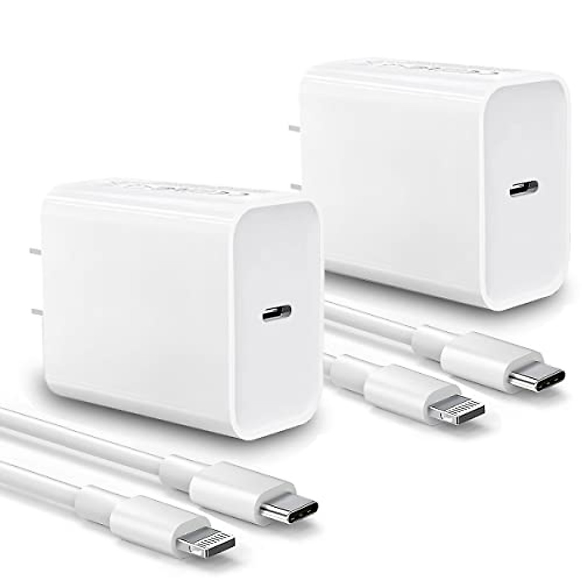 iPhone Fast Charger, 2-Pack 20W USB C Wall Charger PD Type C Power Wall Charger with MFi Certified 6.6FT Charger Cable for iPhone 14 13 12 Pro Max Mini 11 Xs XR X 8 and More