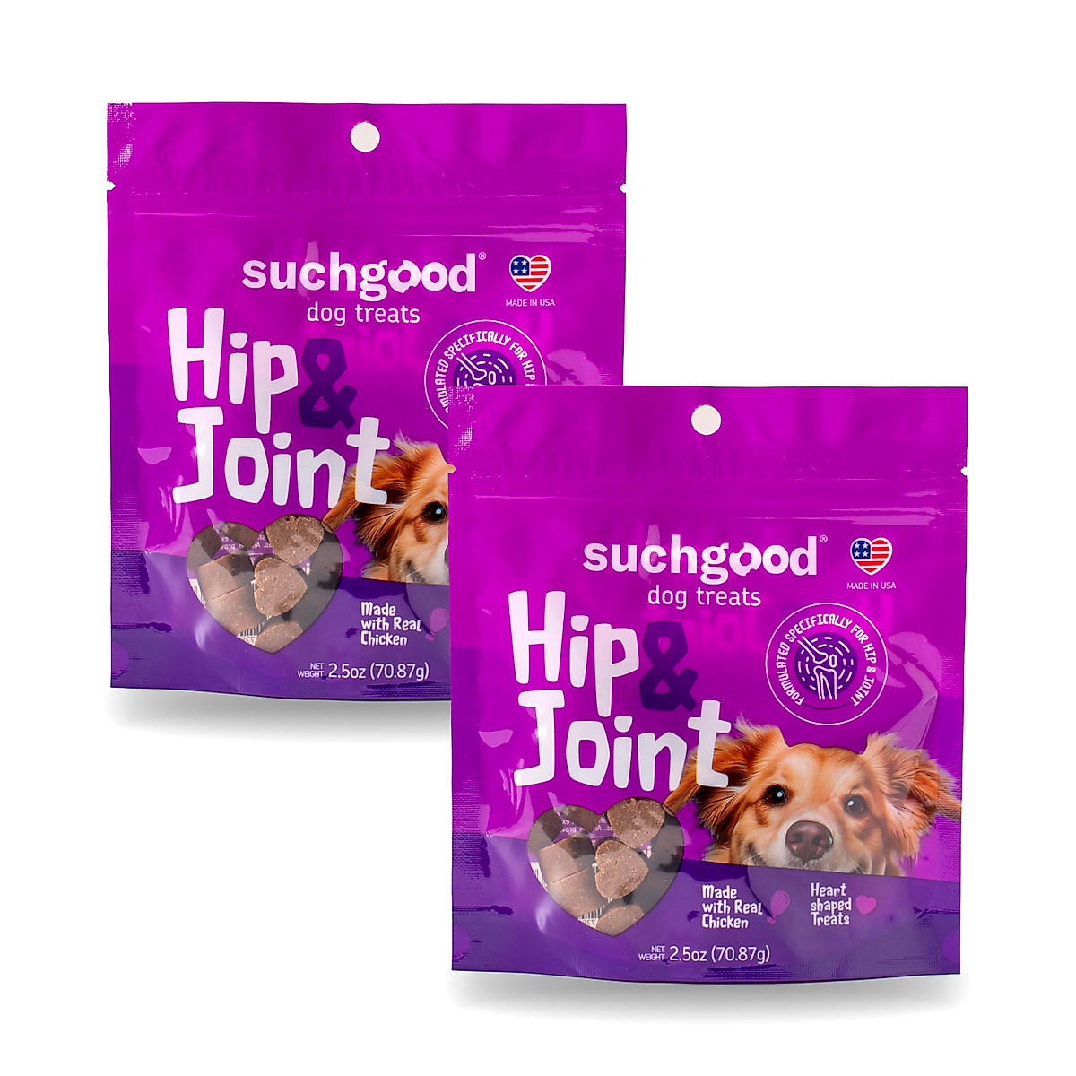 SuchGood Hip and Joint Dog Treats - 70 Count Advanced Joint Support Chews for All Breed Sizes, Premium Glucosamine and Chondroitin for Dogs - (Chicken Flavor, 2 Pack)