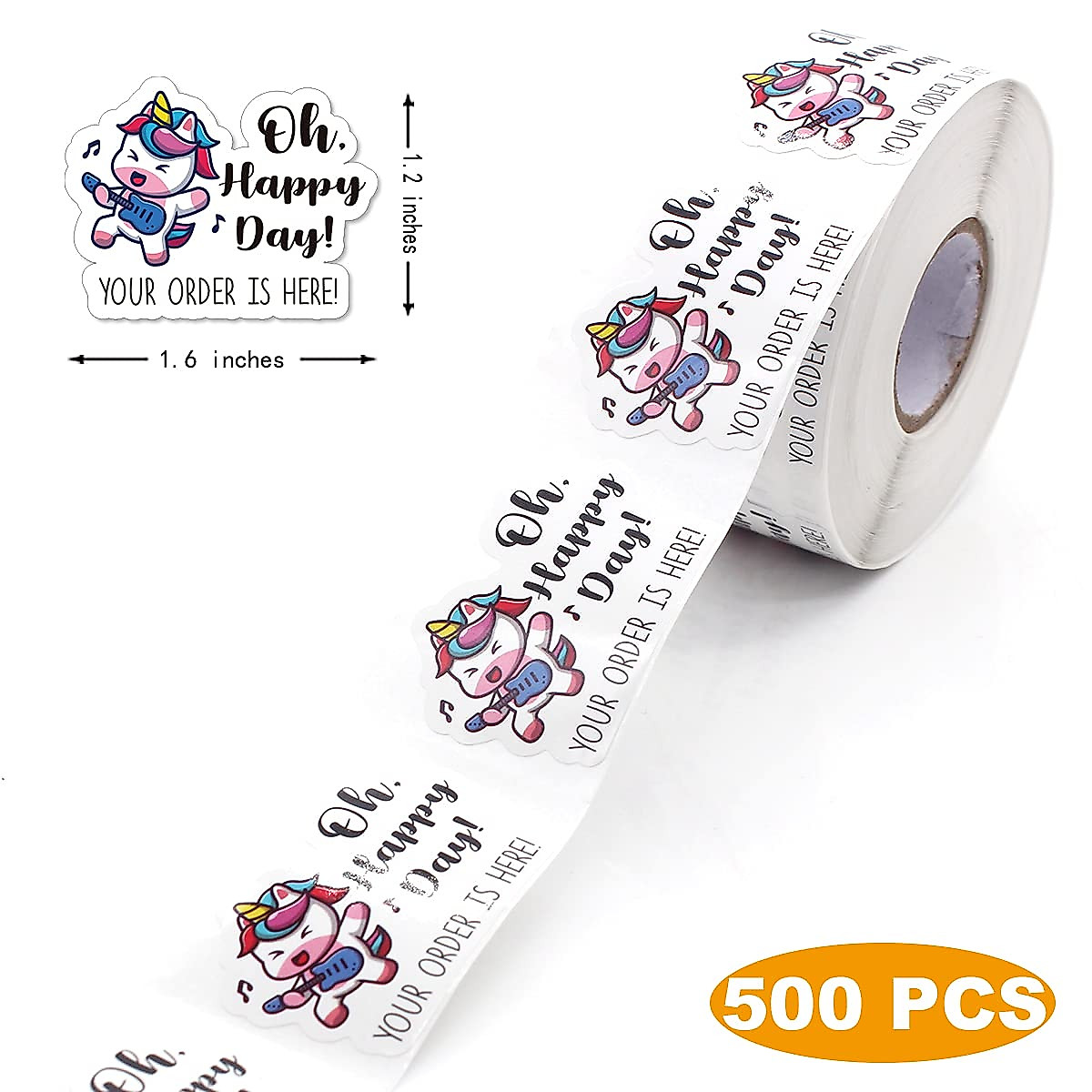 Muminglong 1.5 Inch Happy Day Your Order is Here Unicorn Sticker,Thank You Sticker,Small Shop Sticker, Small Business, Handmade Sticker,Packaging Sticker, 500 PCS