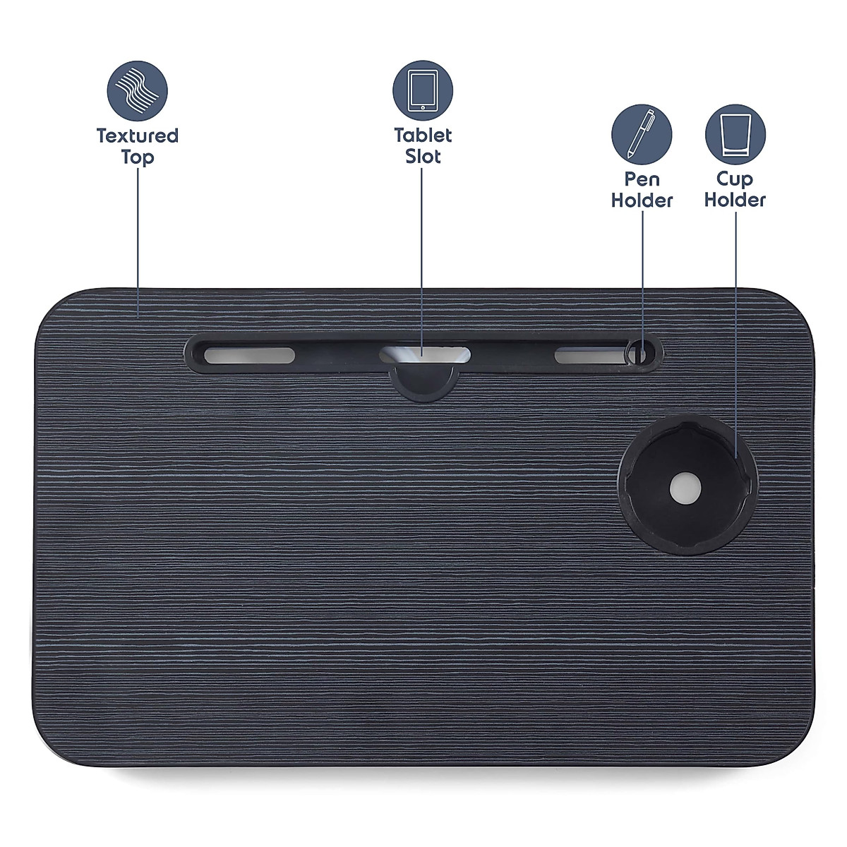 Nestl Lap Desk for laptop - Foldable Laptop Desk for Bed and Couch, Portable and Lightweight Laptop Stand for Bed Breakfast, Working, Reading, and Writing, Black, Small Laptop Tray