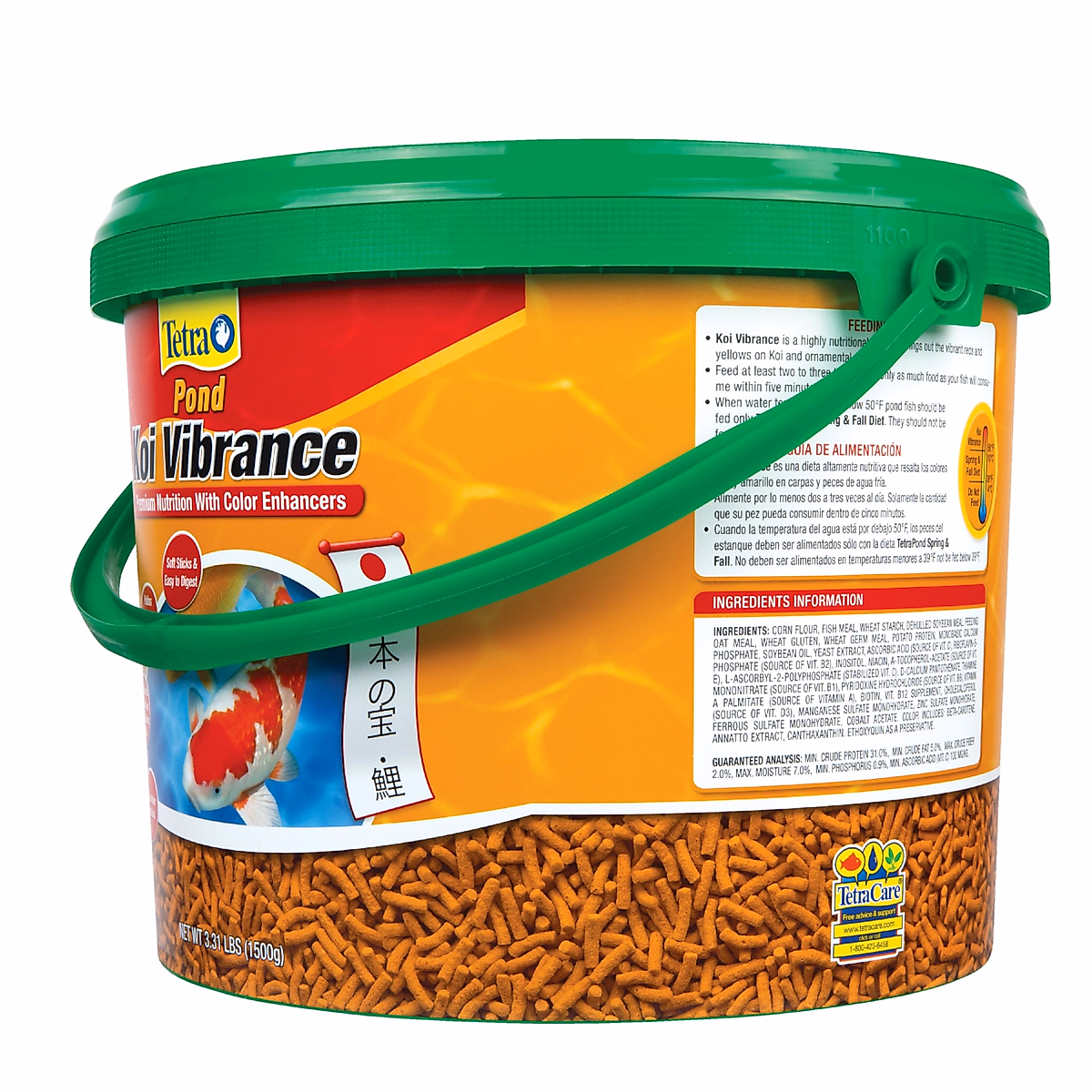 TetraPond Koi Vibrance, Soft Sticks, Easy to Digest Floating Pond Food, 3.31 lbs