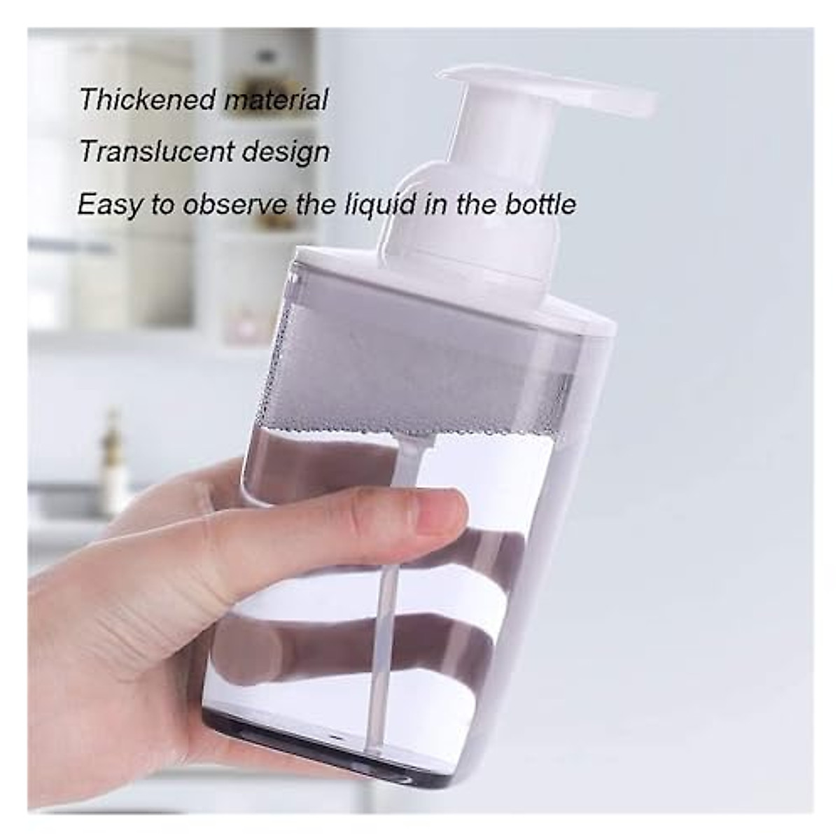 Soap Dispenser Soap Dispenser Transparent Plastic Foaming Soap Dispensers Soap Dispenser Pump for Bathroom Kitchen Bedroom Bottles (Color : Grey(Square))