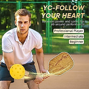 13 mm Pickleball Paddles Set of 2, 2023 USAPA Approved, Carbon Fiber Surface (CHS), Polypropylene Honeycomb Core, Anti-Slip Sweat-Absorbing Grip, 4 Pickleball, Portable Carry Bag (Wood Grain)
