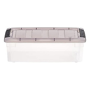 IRIS USA 6 Quart Stack & Pull Clear Storage Box, Gray, 12 Pack