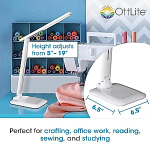 OttLite Slimline LED Desk Lamp – Touch Activated Controls, 3 Brightness Settings, ClearSun LED, Modern Design for Work, Office, or Dorm