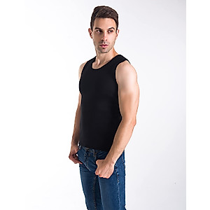 Locachy Men's Cotton Winter Warm Thermal Underwear Sleeveless Vest Fleece Lined Base Layer Tank Top Black L