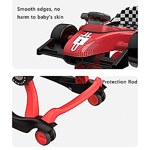 CAM2-KIDS 4-in-1 Baby Walker, Foldable Activity Walker with Adjustable Height & Speed, Music, Lights, Steering Wheel, Activity Baby Push Walker for Boys Girls Aged 6–18 Months (red)