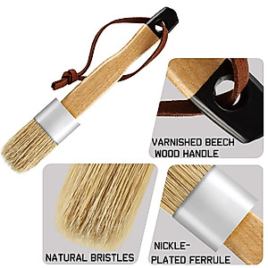 3 Pieces Chalk and Wax Paint Brushes Oval Brush for Acrylic Painting Bristle Stencil Brushes for Wood Furniture Home Decor, Including Flat Pointed and Round Chalked Paint Brushes (Black)