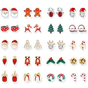 Christmas Bow Earrings for Women Xmas Red Pearl Bow Earrings Sparkling Rhinestones Bow Dangle Earrings Christmas Earrings for Women Teen Girl Christmas Gifts 2023