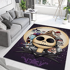 Nightmare Before Christmas Jack Skellington Area Rug – Perfect Christmas Decorations for Halloween! Horror Christmas Nursery Rug, Washable Rugs for Living Room, Bedroom Rug 1 (3x5ft)