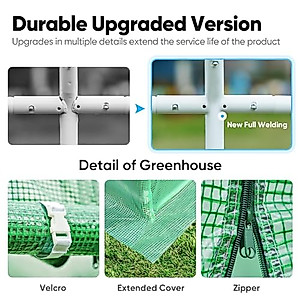 Quictent 12x6.6x6.6 FT Walk-in Greenhouse for Outdoors, Heavy Duty Large Garden High Tunnel Green House, Portable Winter Hot House with PE Cover Zipper Screen Door & 6 Screen Windows, Green