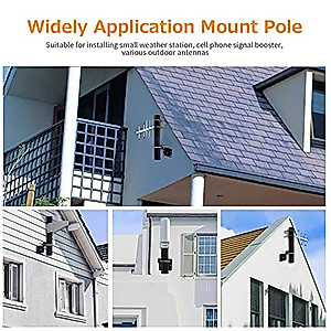 Antenna Mount, Outdoor Antenna Pole - Universal Antenna Mast Pole, Home Outside Mount Pole Bracket for Signal Booster - 10" Length Antenna Mounting Pole - Black