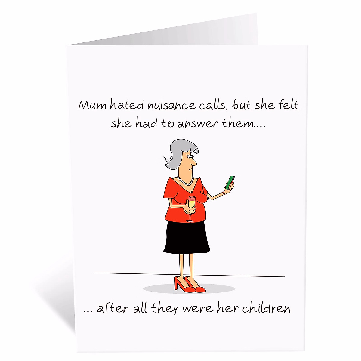 BFTETYU Funny Mother's Day Greeting Card for Mom, Birthday Card with Red Envelope, 8 x 5.3 inches