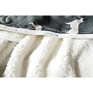 LUCKITTY Waterproof Dog& Cat Blankets,Suit UP to 20 LBS Small Pets,Paw Print Washable Puppy Blanket for Couch,Car,Bed Protection,Reversible Fluffy Sherpa Fleece Plush Pet Throws,22Wx30L,Grey