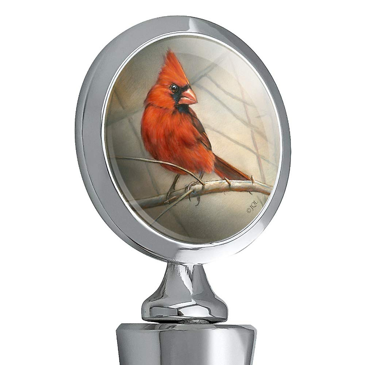Cardinal Red Bird on Tree Branch Wine Bottle Stopper