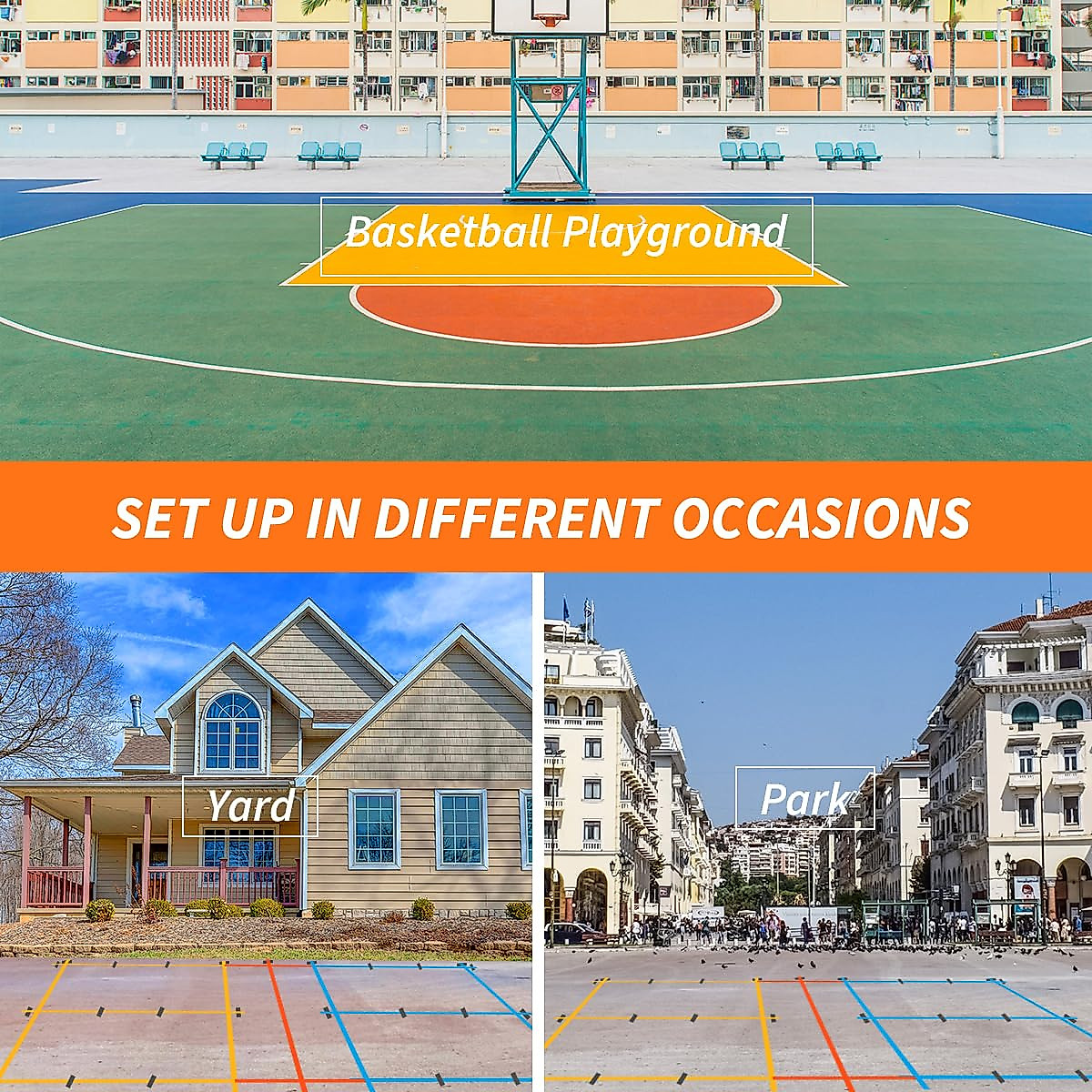 Portable Pickleball Court Lines,Pickleball Court Marking Kit with Tape Lines for Indoor and Outdoor Courts - Includes Pickleball Markers and Tape