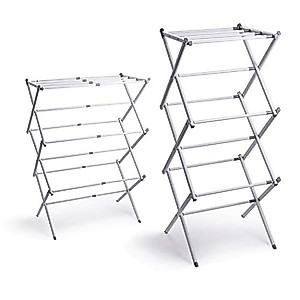 BINO 3-Tier Collapsible Drying Racks | White | Laundry Foldable Rack | Air Drying & Hanging | Foldable Portable Indoor & Outdoor | Space Saving Clothes Dryer Stand