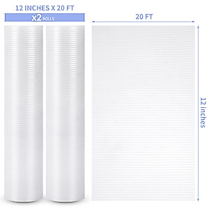 Shelf Liner for Kitchen Cabinets, 12 Inch x 20 Ft x 2 Rolls, Non-Slip Cabinet Liner, Non Adhesive Drawer Liner, Refrigerator Liners, Washable Oil-Proof Mat for Shelves (Transparent Stripe)