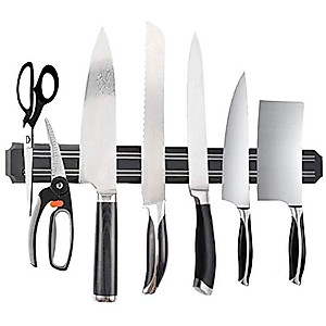 Magnetic Knife Strip Holder Rack Tool Bar Magnet 15 Inch Multipurpose Magnetic Knife Rack Strong Powerful Kitchen Storage Display Organizer Easy Install Secure Laundry Garage Workshop Shed