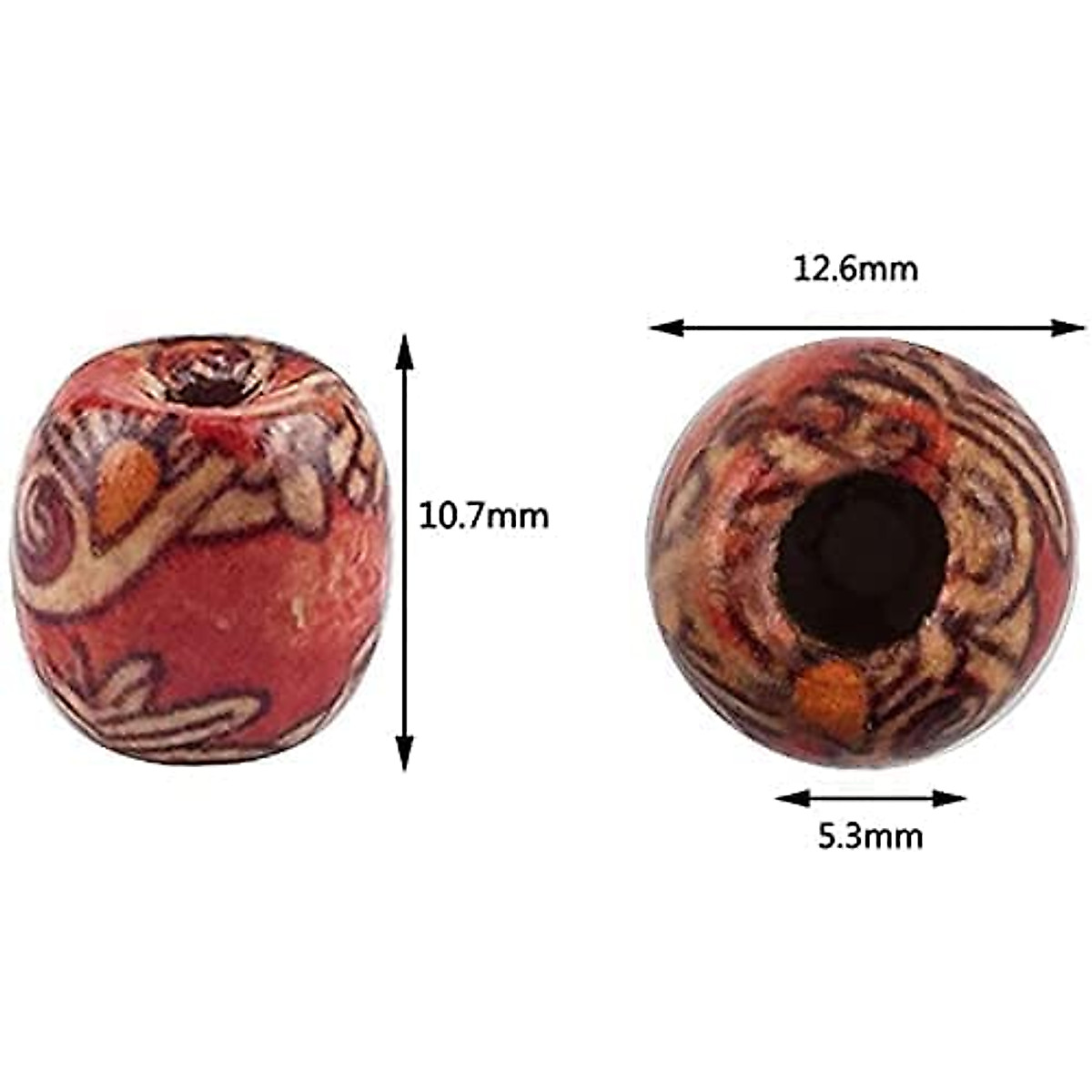 JPSOR 300pcs 12mm Painted Wooden Hair Beads, Round Loose Wood Beads Bulk for Braids, African Beads for Hair, Jewelry Making, Craft DIY, Macrame Rosary Bracelet Necklace Making