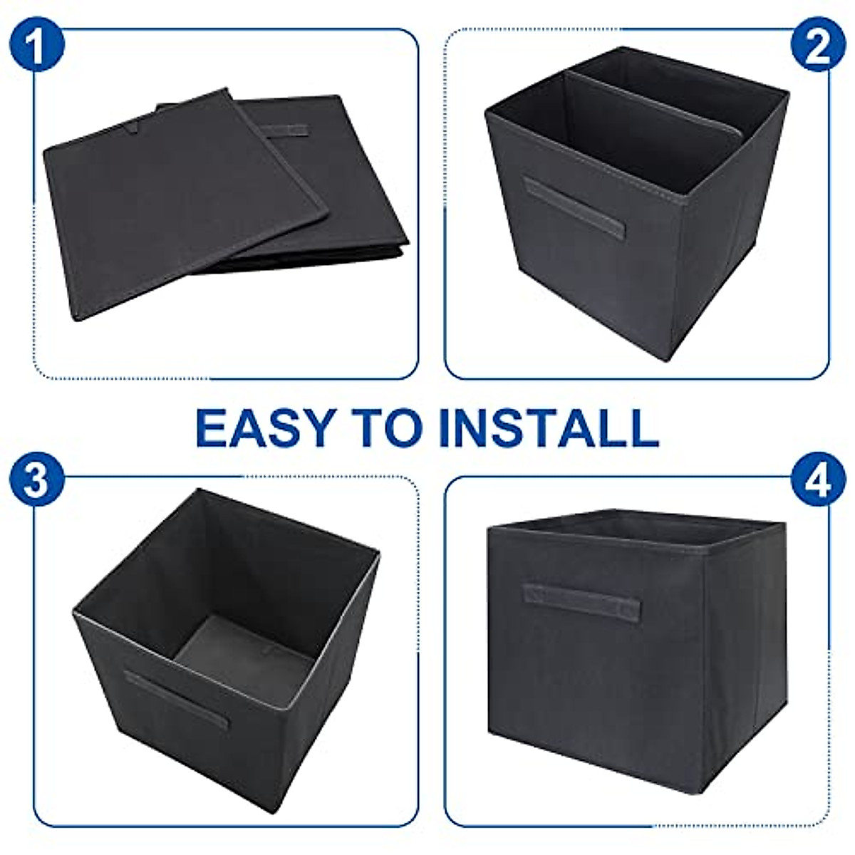 YuGtcen Cube Storage Bins 11 inch, Storage Cubes Collapsible Organizer Bins, Square Foldable Fabric Baskets, Medium Decorative Cubby Box for for Shelves, Closet, for Utility Room, Storage Room (Grey)