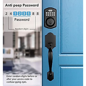 Revolo Electronic Keypad Deadbolt, Keyless Entry Door Lock, Keyed Entry, Auto Lock, Door Lock with Handle, Front Door Handle Sets, Anti-Peeking Password