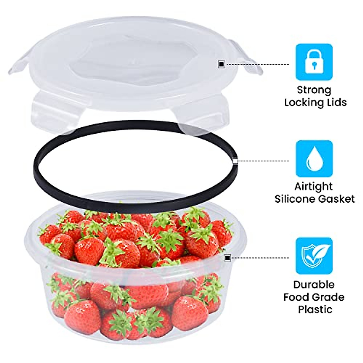 52 Pcs Food Storage Containers with Lids-(26 Stackable Clear Plastic Containers with 26 Lids) BPA-Free 100% Airtight Kitchen and Pantry Organization, Microwave, Dishwasher Safe with Labels & Marker