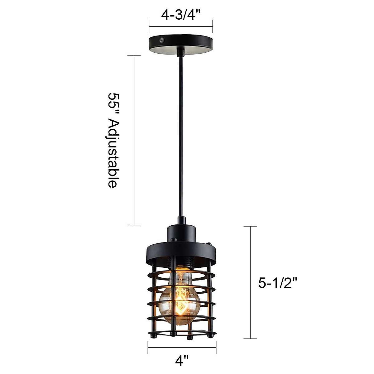 WINSOON 3 Pack Pendant Light Fixture Industrial Rustic Metal Cage Hanging Kitchen Island Lighting Shade for Farmhouse Dining Room Black Ceiling Lamp