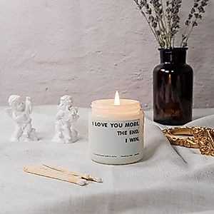 I Love You More The End I Win– Lavender Candle Gifts for Boyfriend Girlfriend Family, Unique Christmas Birthday Wedding Gift, Husband Wife Gift for Anniversary Valentines (3.5oz)