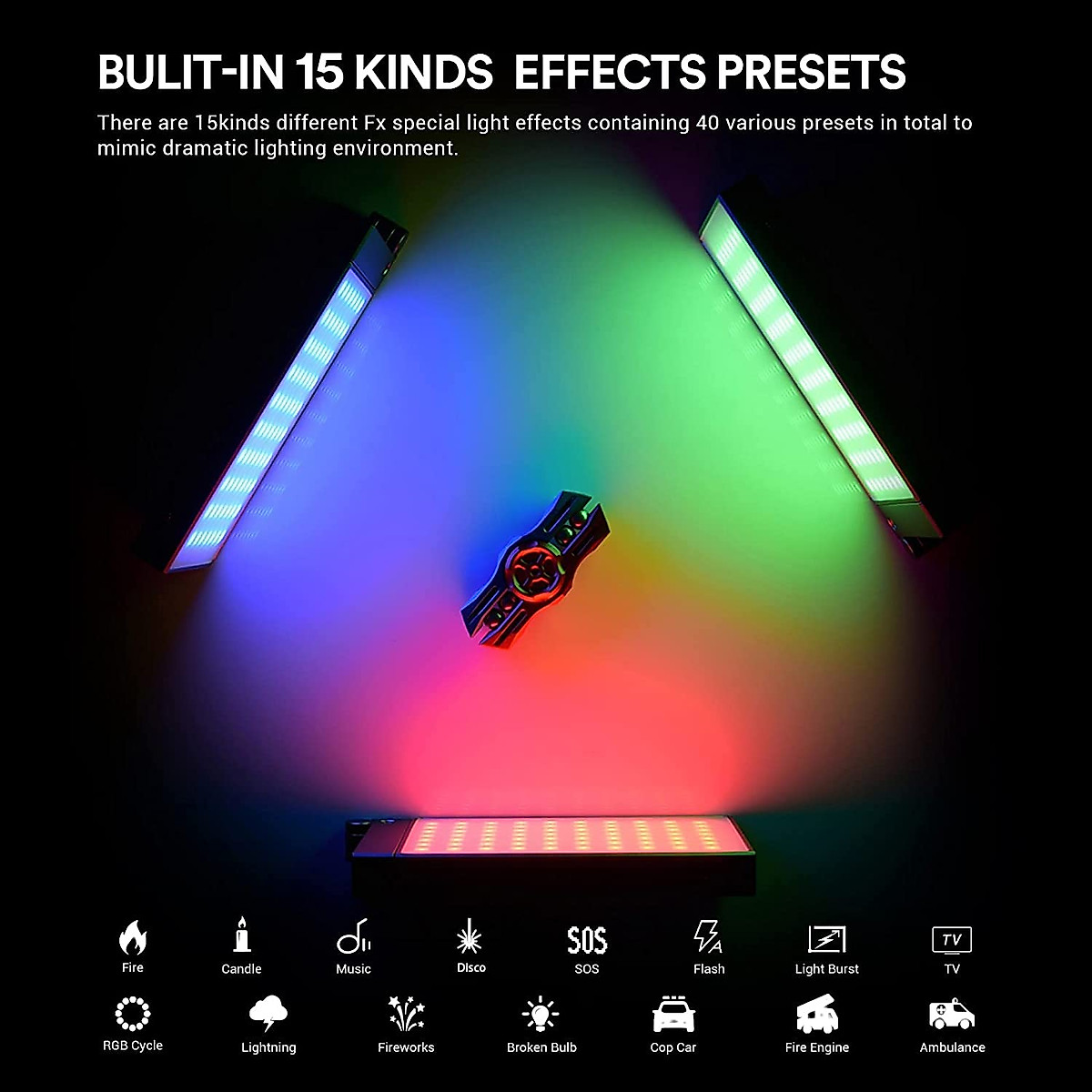 Godox M1 RGB Camera Light, Portable LED Video Light, Pocket Full Color LED Video Light Panel CRI 97+ 2500k-8500k, Music Beats Function and 15 FX Lighting Effects with Aluminum Alloy Body - Gray