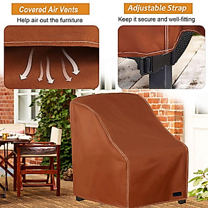 NettyPro Patio Chair Covers for Outdoor Furniture 4 Pack, Waterproof Heavy Duty Lawn Patio Furniture Cover Deep Seat Dining Chair Covers High Back, 30W x 33D x 34H inches, Brown