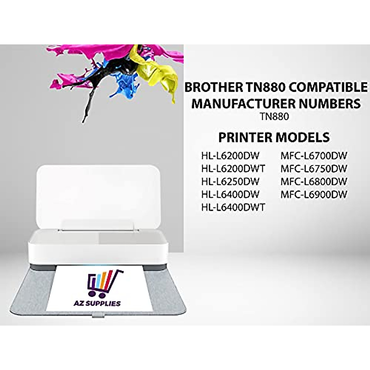 AZ Supplies Compatible Toner Cartridge Replacement for Brother TN880 COMPATIBLE HL-L6200DW HL-L6200DWT HL-L6250DW HL-L6400DW HL-L6400DWT MFC-L6700DW MFC-L6750DW-L6800DW-L6900DW High Yield Black 8Packs