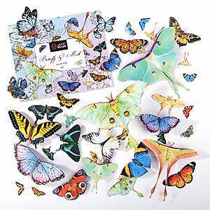 LET'S RESIN Realistic Paper Butterfly Moth,46 Pcs Double-Sided Faux Butterfly,Epoxy Resin Supplies,Vintage Floral Decoration,Resin Accessories for Resin Art ,Crafts,Molds