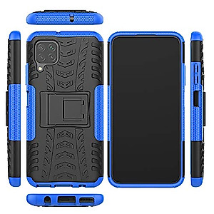 MRSTERUS Huawei P40 Lite Case tire Pattern Strong Armored Double-Layer Heavy-Duty Fall Prevention with Removable Bracket Shockproof Protective Cover for Huawei P40 Lite Sporty Style (Blue) JX