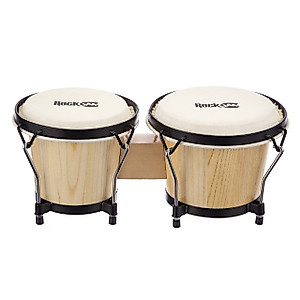 RockJam 7" and 8" Bongo Drum Set with Padded Bag and Tuning Key, Natural