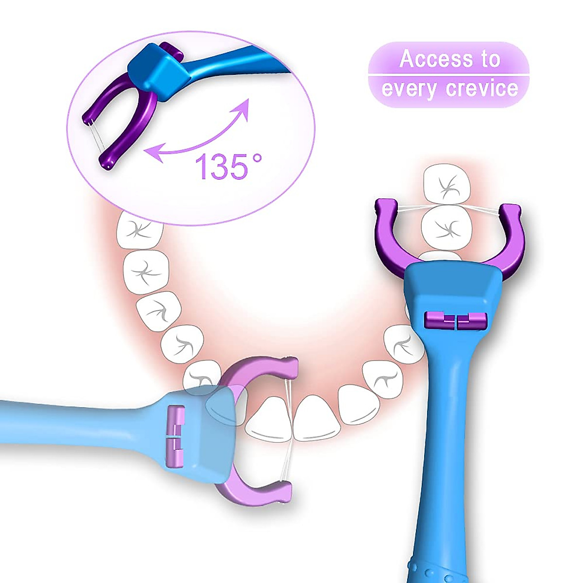 T.Smile Evolutionary Clean Dental Flossers, Kit of Refills Plus Long Handle (3 Handles + 100 Refills)